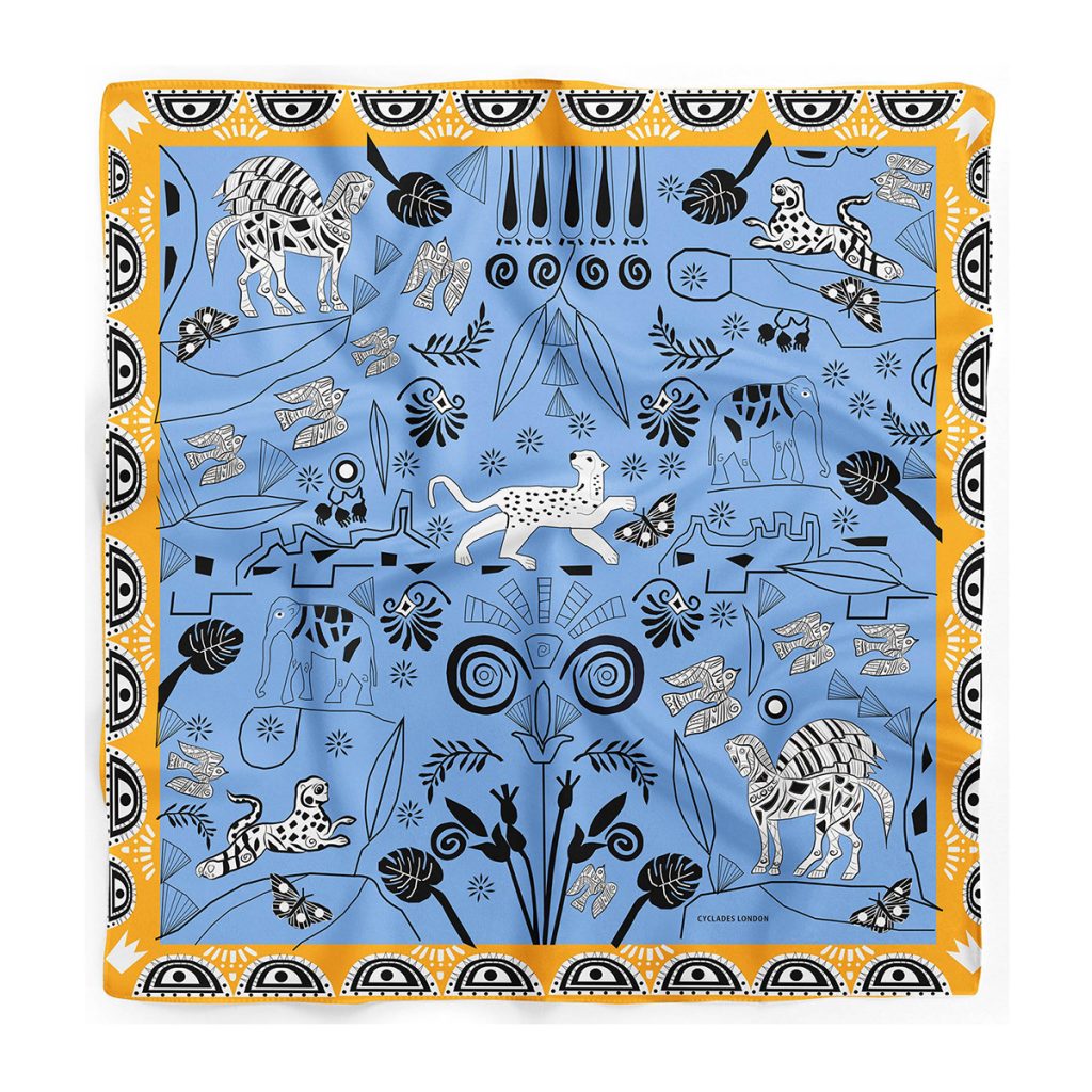 CYCLADES Silk Square Scarf Medusa | The Greek Designers